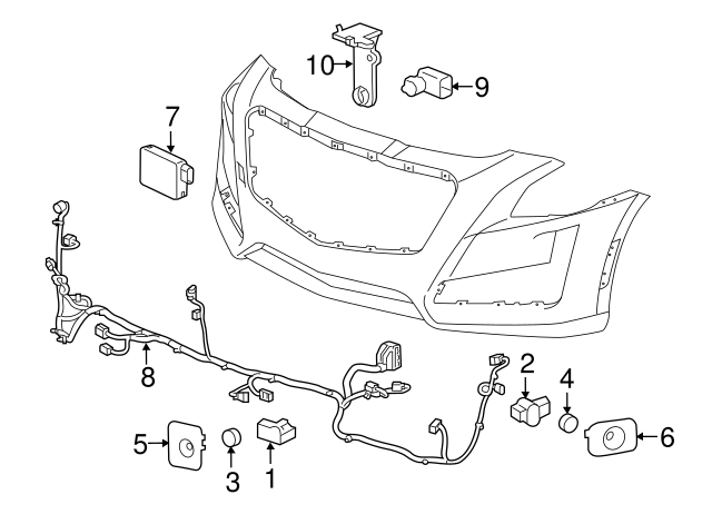 2016-2019 Cadillac CTS Front Object Alarm Sensor Wiring Harness ...