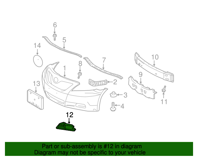 52127-06050 - Cover, Front Bumper Hole, Right 2007-2009 Toyota Camry ...