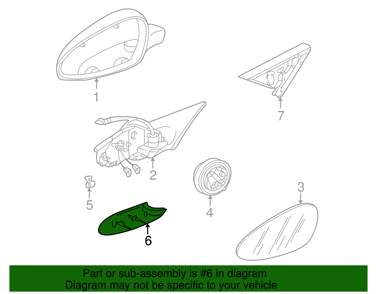 1997-2005 Porsche Cover, lower, prime-coated, for right mirror base for ...