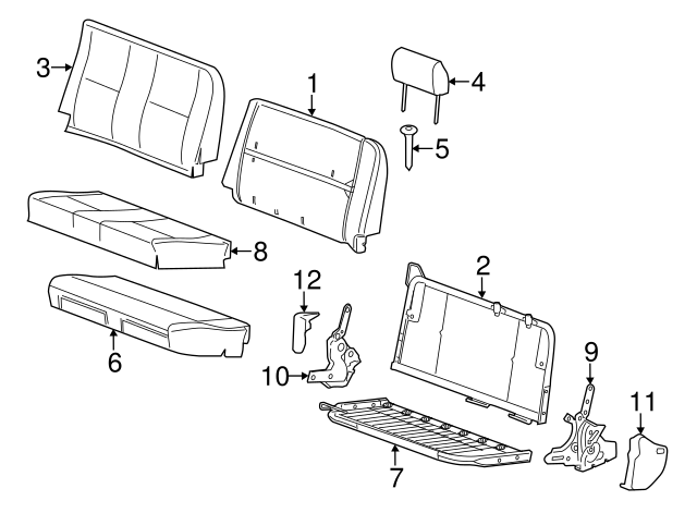 15914748 - Rear Driver Side Seat Cushion Frame 2007-2013 GM | Chevrolet ...