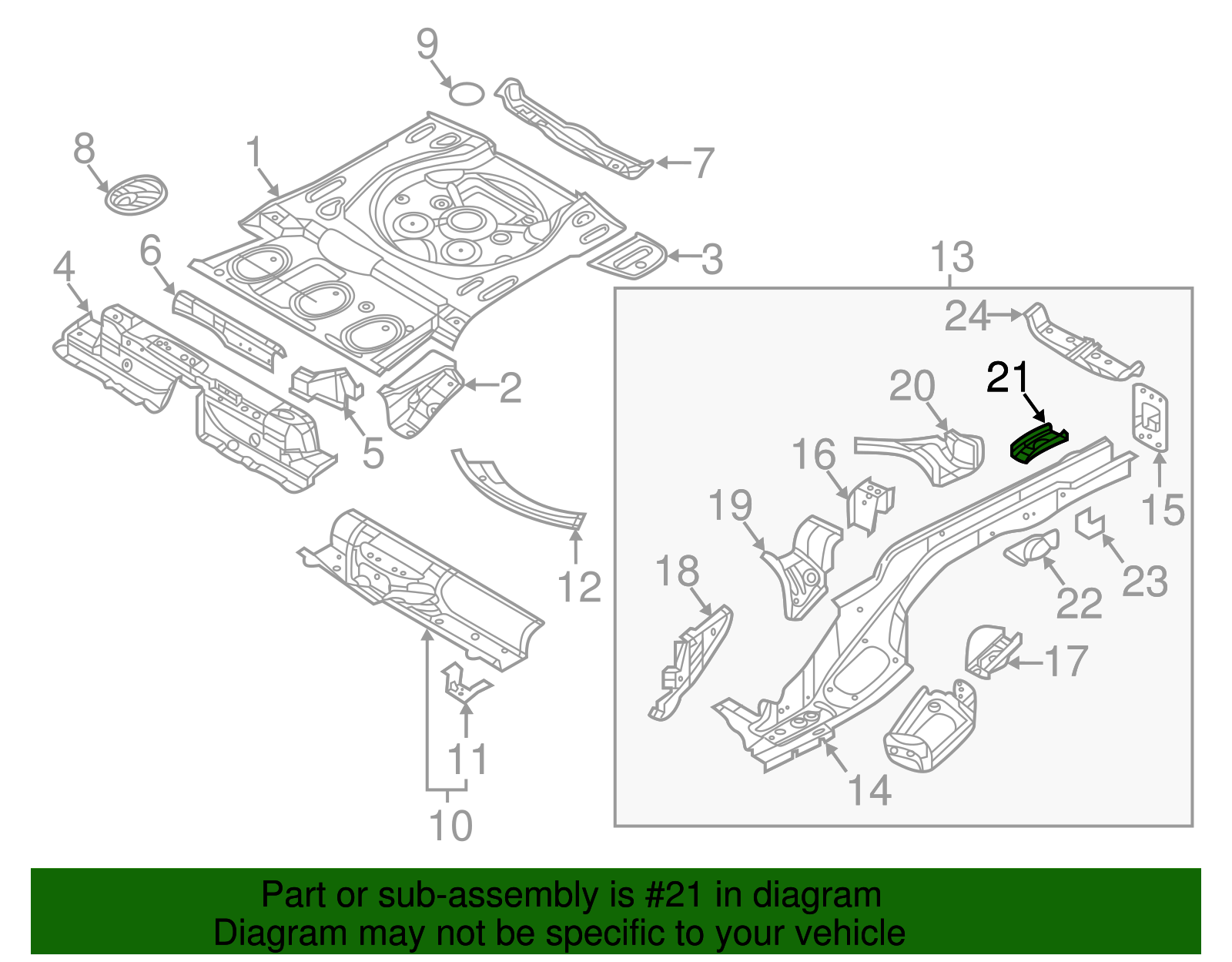 2018-2024 Volkswagen Tiguan Frame Side Member Reinforcement 5QF-803-697 ...