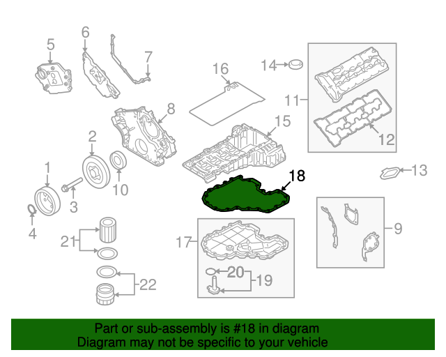 11-13-7-578-304 - Engine Oil Pan Gasket 2010-2015 BMW 760Li ...