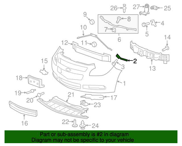 2008-2012 Chevrolet Malibu Passenger Side Front Bumper Fascia Outer ...