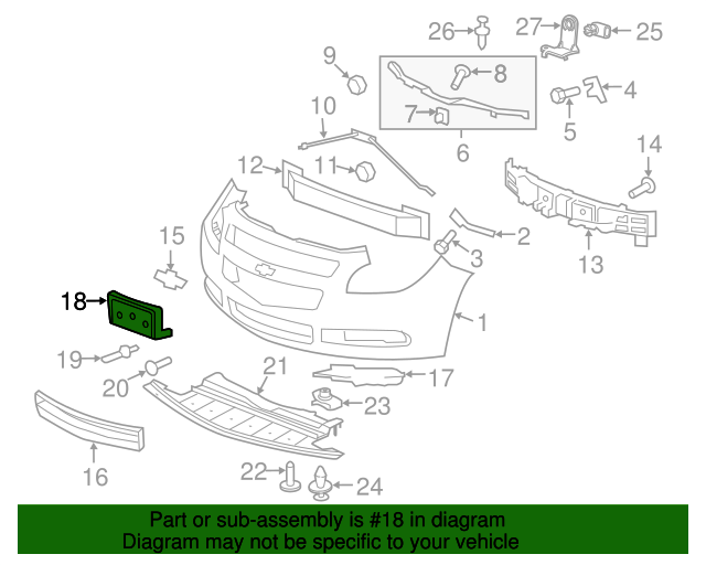 2008-2012 Chevrolet Malibu 2008-2012 Chevy Malibu Front License Plate ...