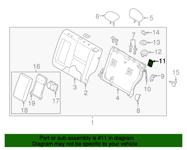 88639-1KA0A - Seat Back Panel Cap 2017-2020 Nissan Rogue Sport ...