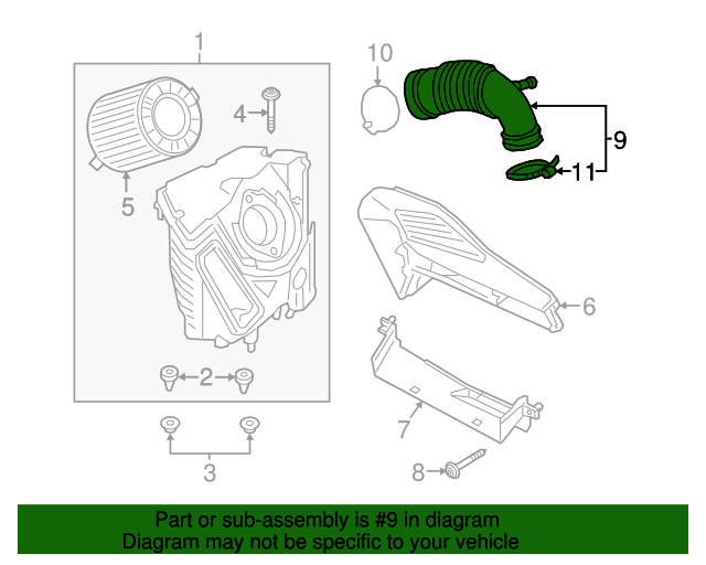 2017-2020 Audi Engine Air Intake Hose 06L-129-629-A | Audi USA Parts