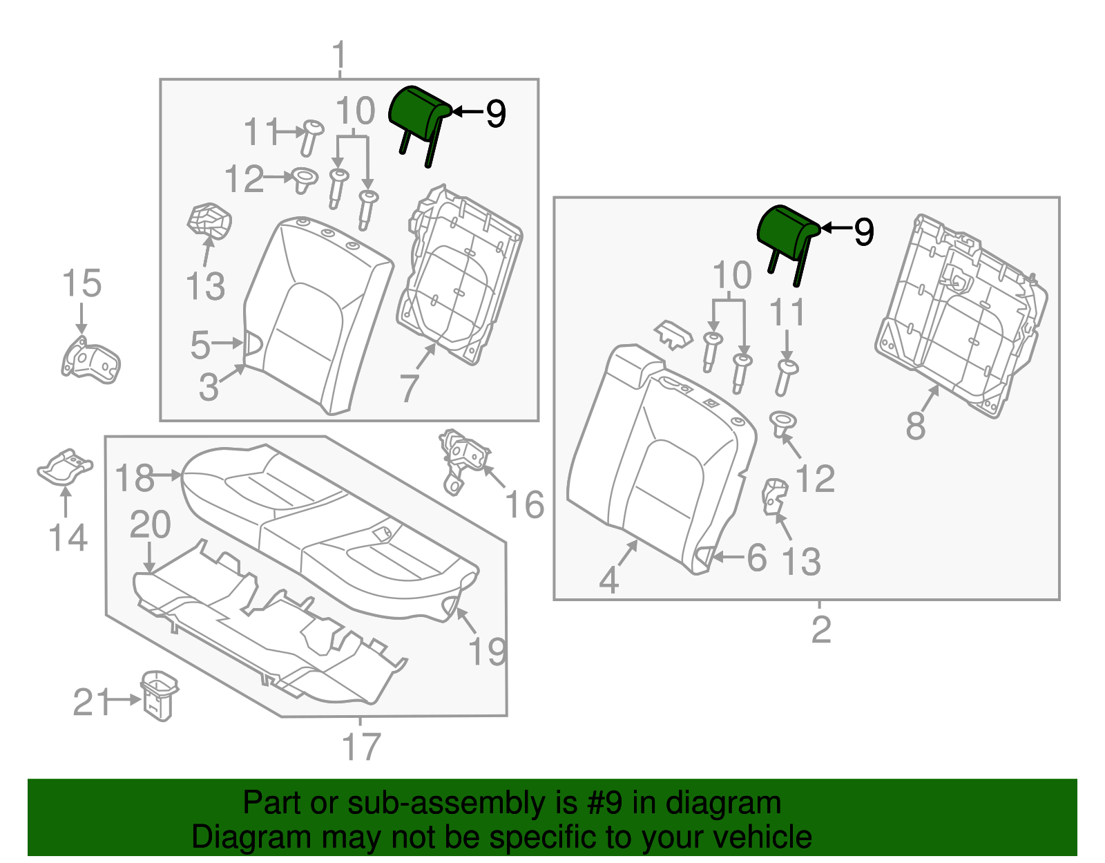 89700-1W060BBW - Headrest 2012-2014 Kia Rio | Kia.Parts Store