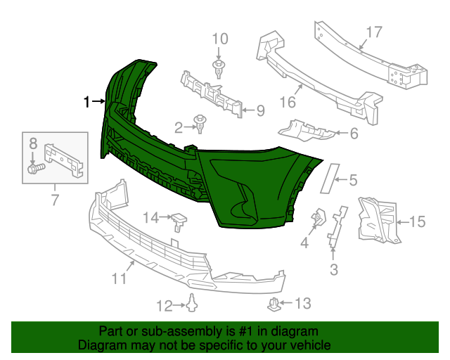 52119-0E938 - Cover Front Bumper L P - 2017-2019 Toyota Highlander ...