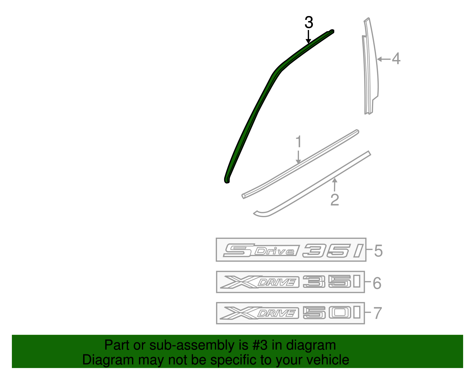Genuine BMW 51-33-7-377-883 | Frame Molding | FREE Shipping on Most ...