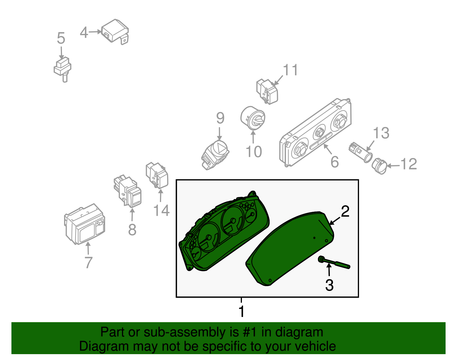 2010 Nissan Cluster Assembly 24810-ZL95E | Nissan Parts Store