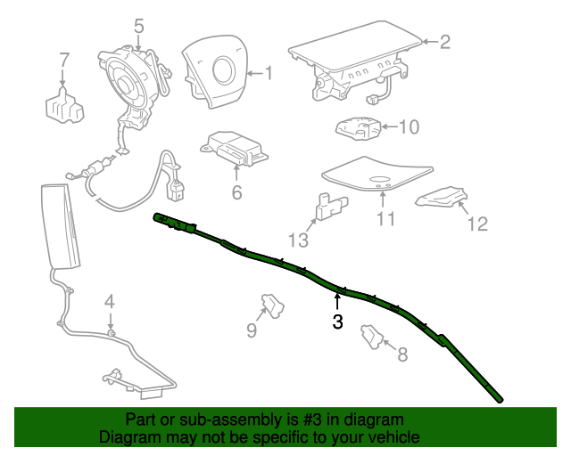 2008-2013 GM Driver Side Roof Side Rail Airbag 84190850 GM ...