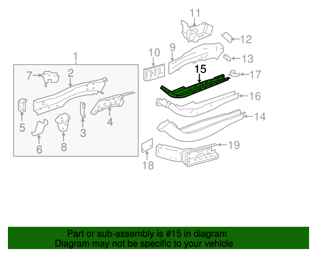 2010-2019 Toyota Highlander Rail Reinforced 57181-0E010 | Toyota Parts ...