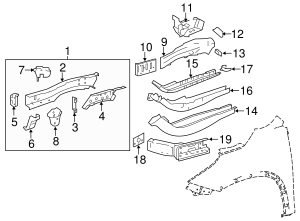 57114-0E010 - Frame Rail End 2001-2019 Toyota Highlander ...