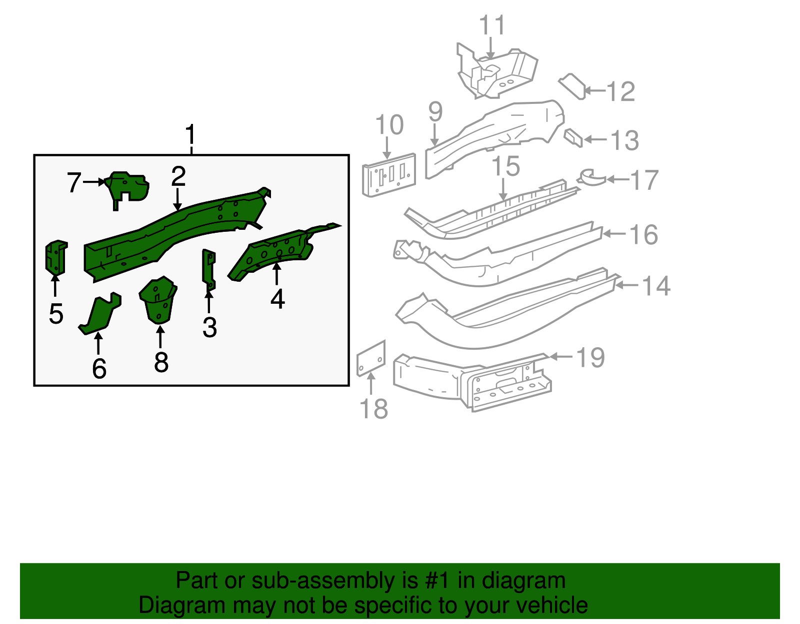 57027-0E041 - Frame Side Member Assembly 2014-2019 Toyota Highlander ...