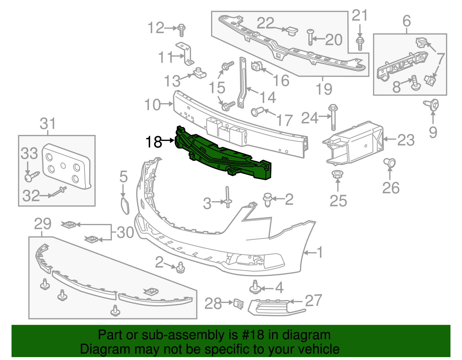 84386650 - Front Bumper Fascia Energy Absorber 2018-2019 Cadillac XTS ...