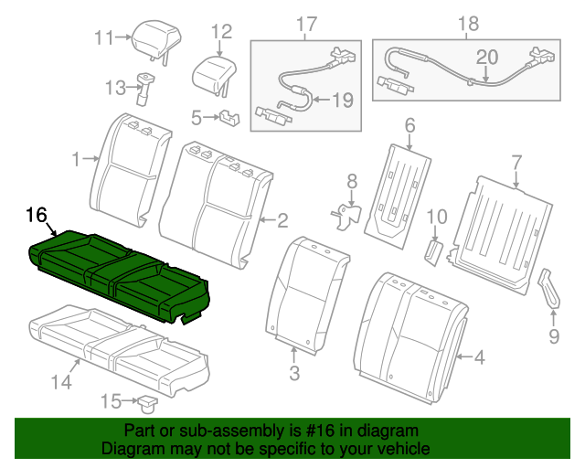82131-TS8-V81ZA - Cover, Rear Seat Cushion Trim *NH167L* (Graphite ...