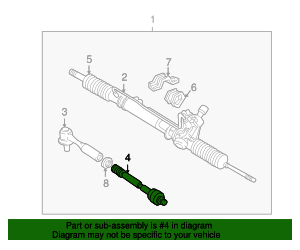 2001-2006 Mitsubishi Montero Inner Tie Rod MR510267 | Mitsubishi Parts ...