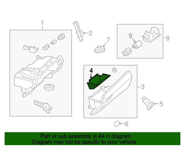 204-689-00-96 - Glove Box Door Insert 2012-2015 Mercedes-Benz ...