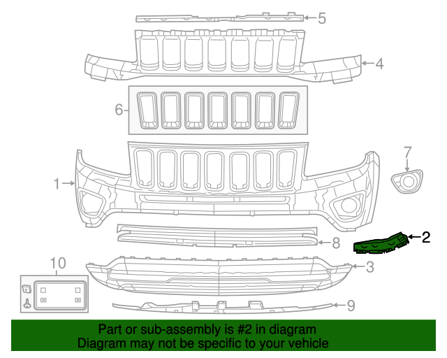 2011-2017 Jeep Compass Bumper Bracket - Passenger Side (RH) 5182596AC ...