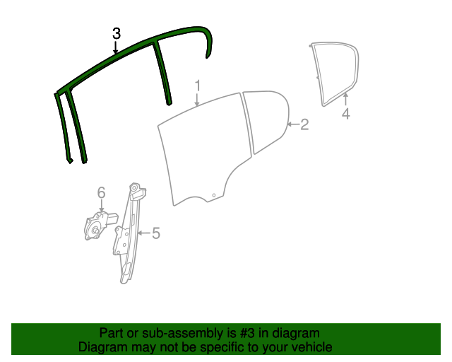 2006-2011 BMW Window guide, right rear door 51-34-7-060-258 ...
