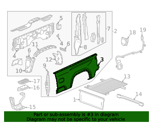 2020-2025 Chevrolet Driver Side Pickup Box Outer Side Panel 84835378 GM ...
