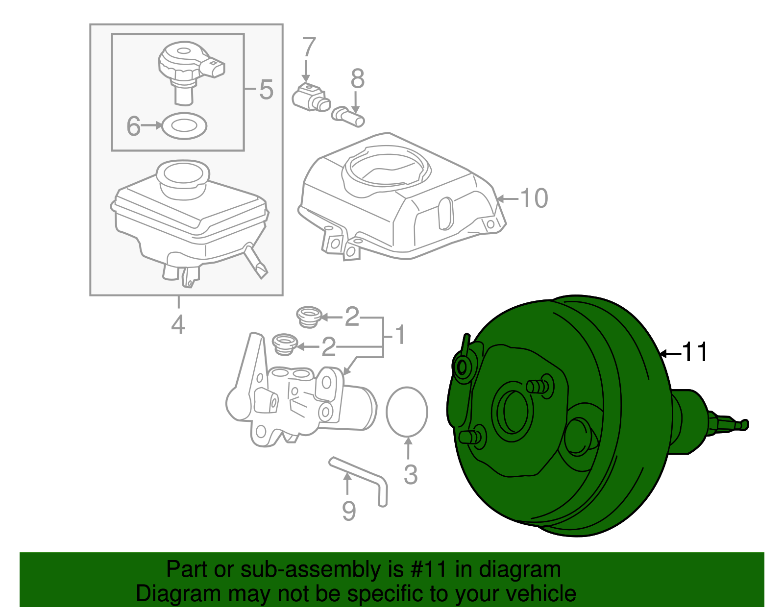 2011-2018 Audi Brake Booster 4H0-612-107-A | Genuine Audi Parts
