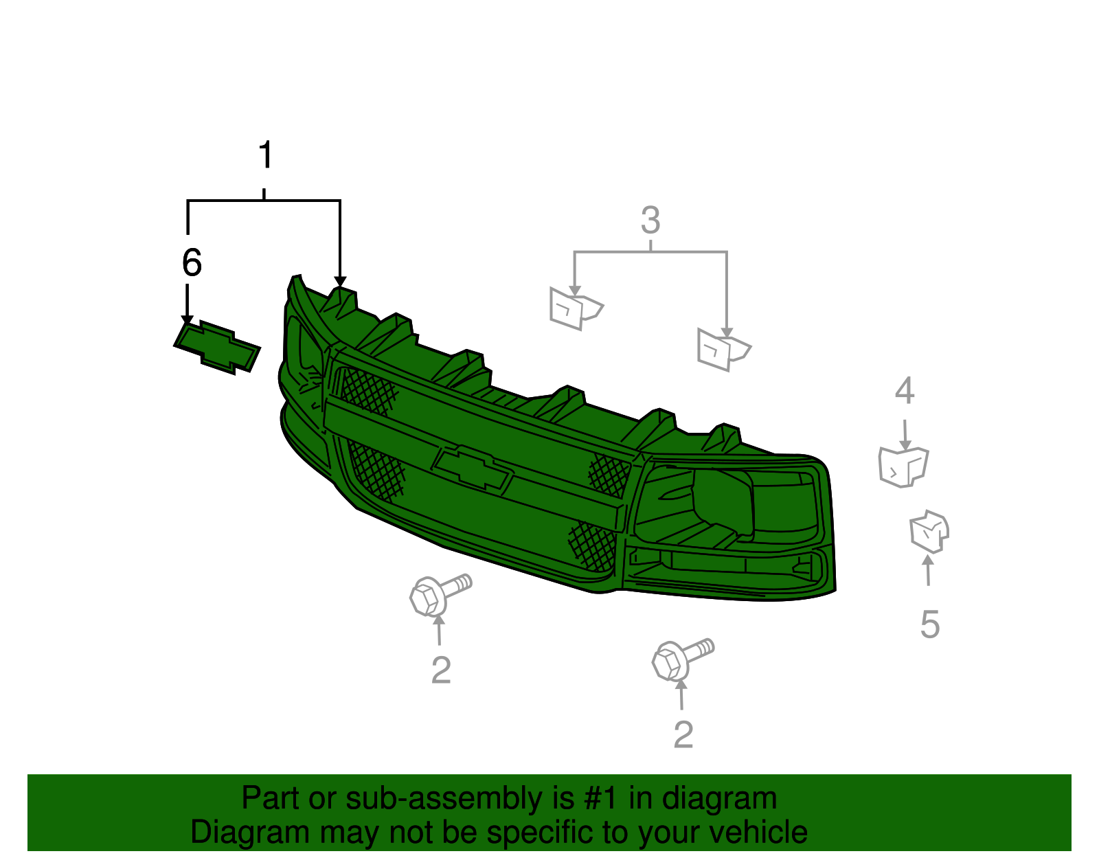 2018-2025 Chevrolet Front Grille 84689072 GM | GMPartsDirect.com