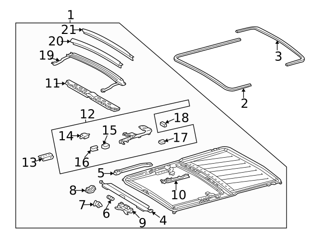126-782-06-98 - Sunroof Drip Rail Seal 1986-2018 Mercedes-Benz ...