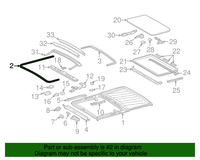 463-782-03-00 - Sunroof Frame Seal 2016-2018 Mercedes-Benz | Mercedes ...
