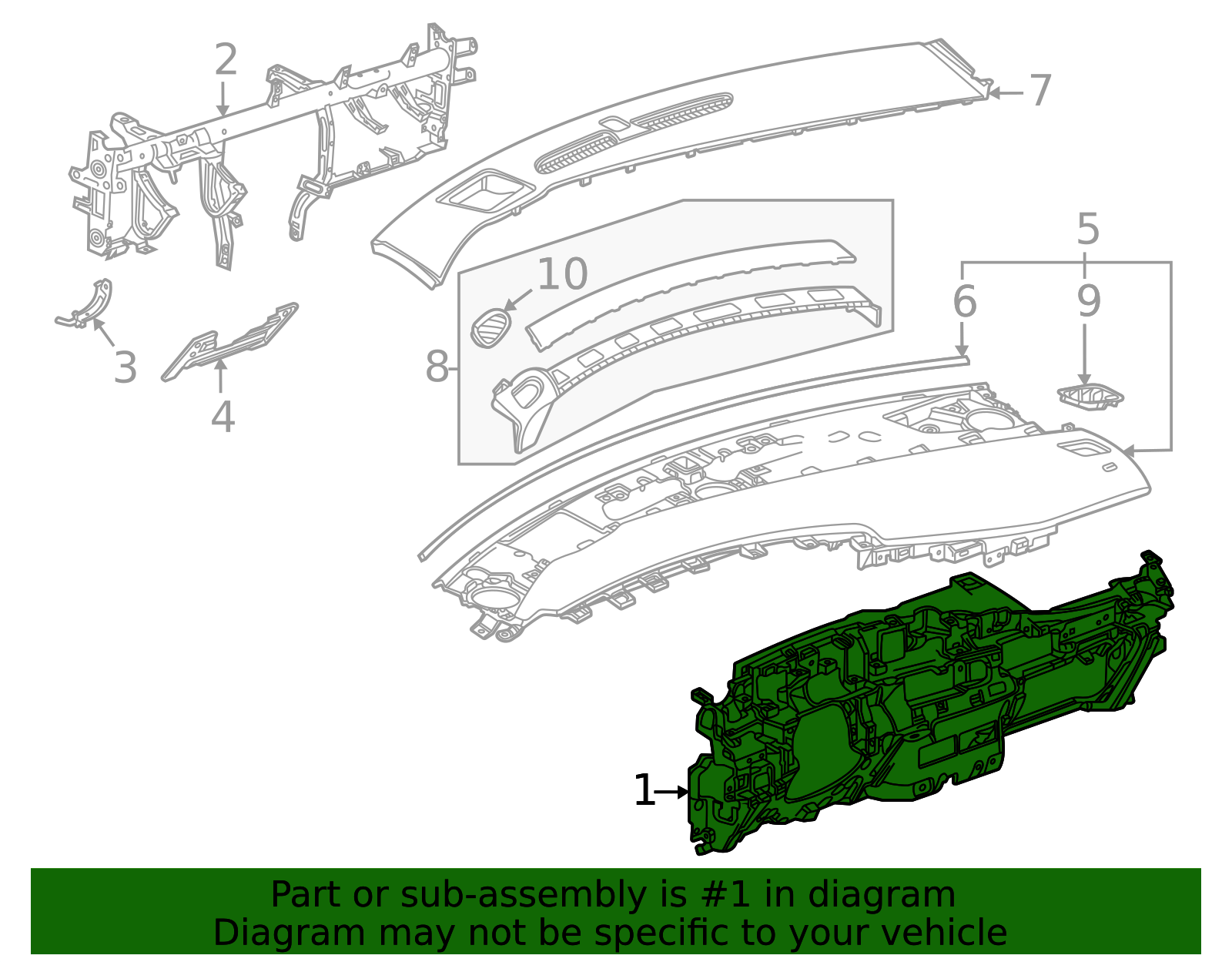 85130074 - 2021-2024 Cadillac - Instrument Panel Carrier | My GM Part
