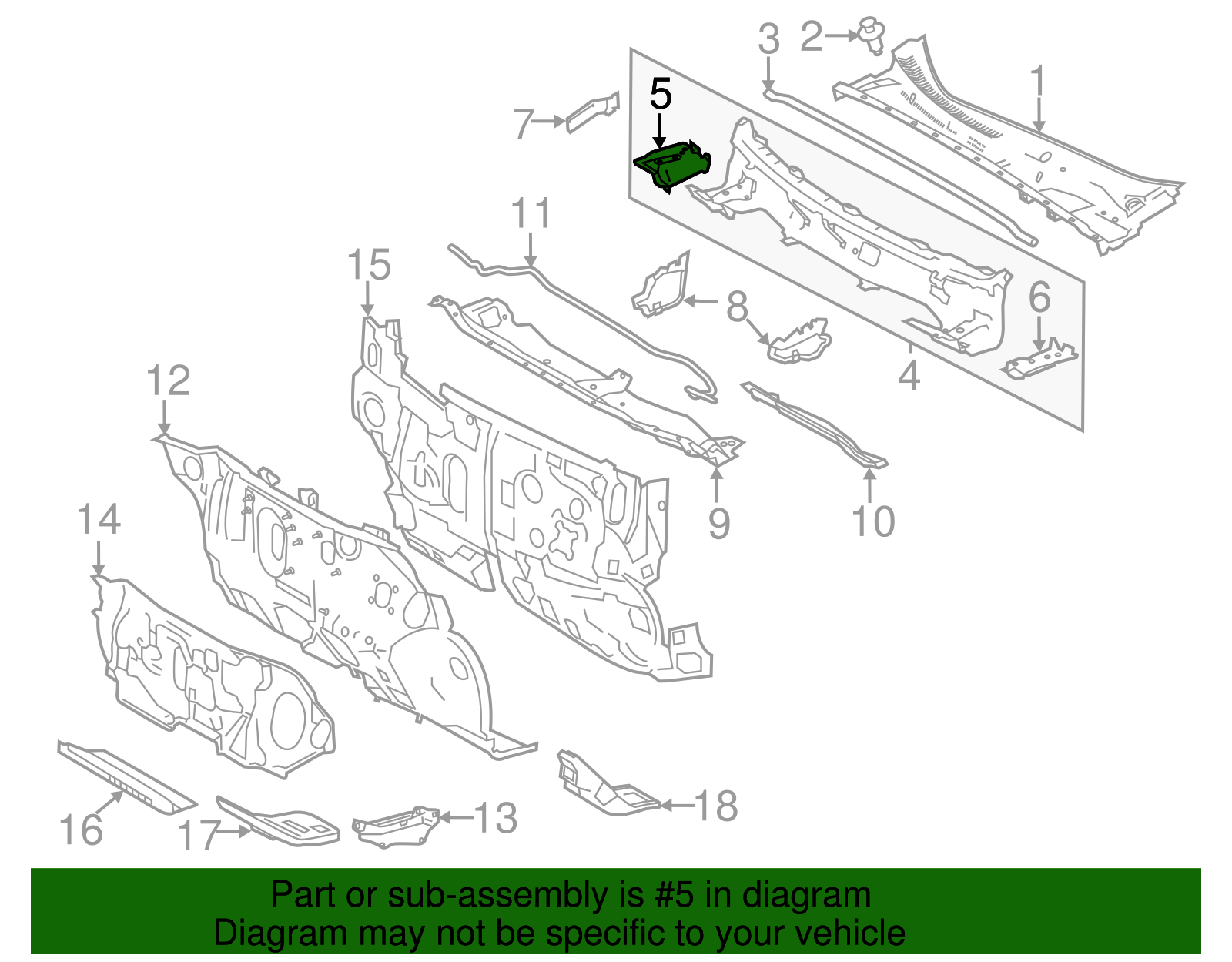 Genuine Toyota Cowl Side Panel part# 55705-02121 for 2014-2019 Toyota ...