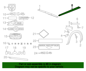 2009-2020 Mopar Rail Cover 68375109AA | TascaParts.com