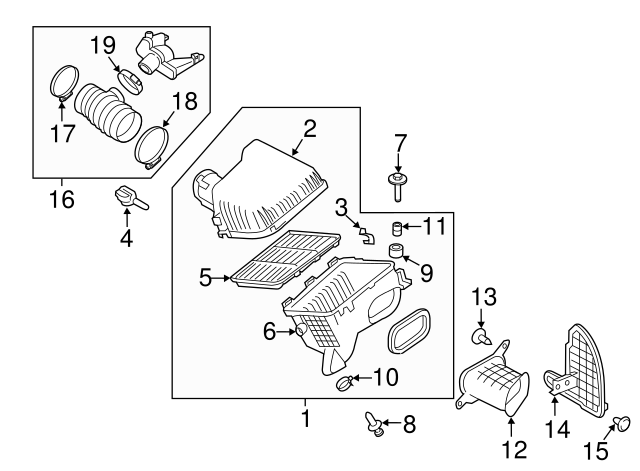 2017-2021 Nissan Air Cleaner Body 16528-9JJ0A | Team Nissan Inc.