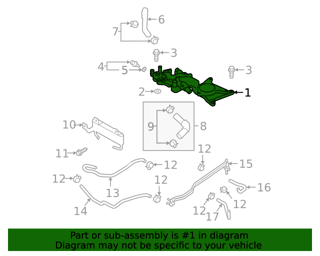 2019-2024 Subaru Water Manifold 14050AB300 | Subaru Parts Quick