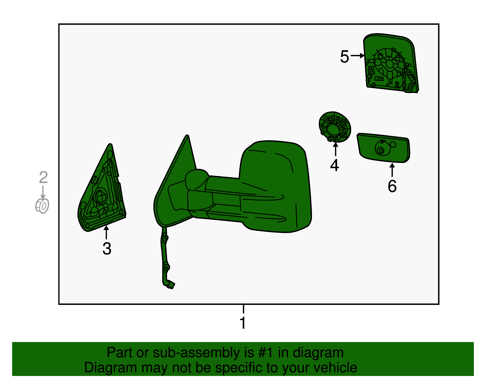 2014-2019 GM Black Passenger Side Door Mirror 22820396 GM ...