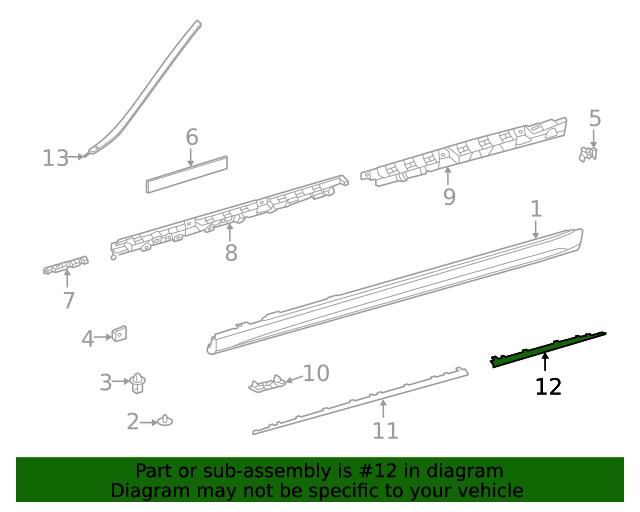 223-694-94-00 - Rocker Panel Molding Trim Insert 2021-2023 Mercedes ...