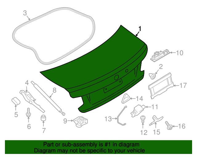 41007377970 - 2014-2021 BMW Trunk Lid (41-00-7-377-970) | BMW of South ...
