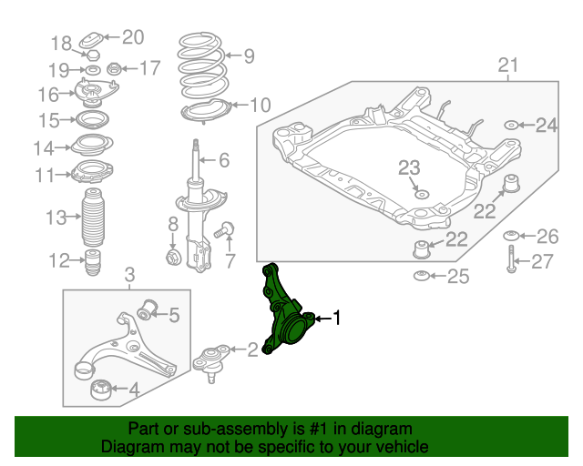 Hyundai - 51716-1E100 - Knuckle - 2006-2011 Hyundai Accent | OEM ...