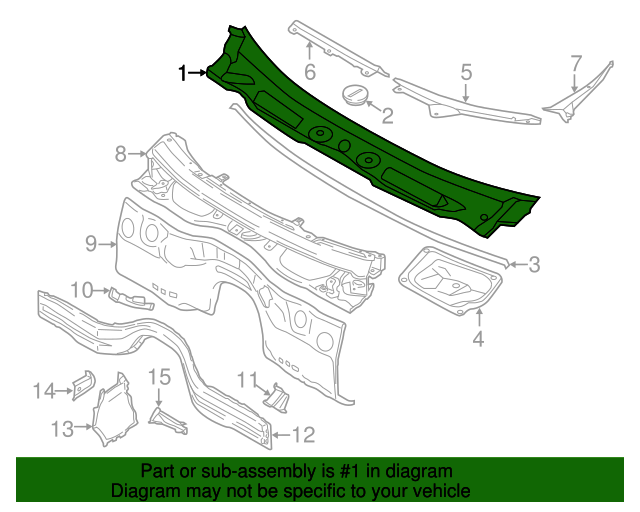 51-71-2-990-023 - Cowl Grille - 2013-2015 BMW X1 | Wholesale BMW