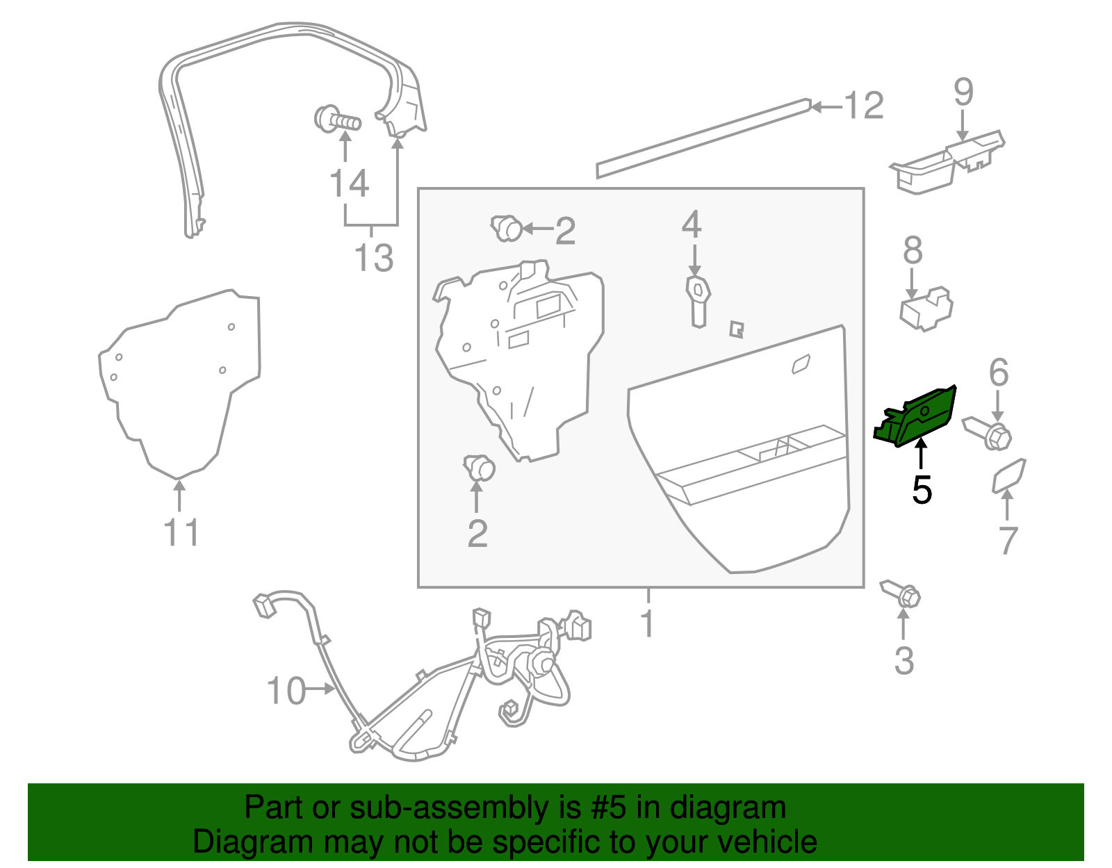 2010-2020 GM Jet Black Interior Driver Side Door Handle 22853824 GM ...