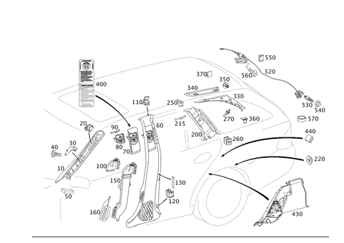 Paneling for a, B, C and D-Pillars for 1994 Mercedes-Benz E 320 ...