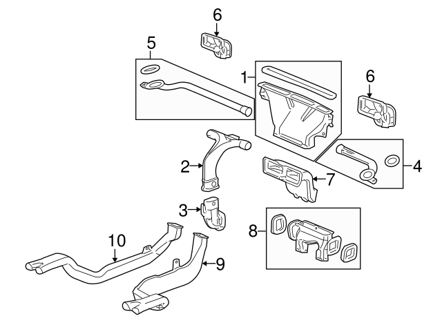 2005-2010 GM Duct Asm R/Flr Air Rh 22699860 | TascaParts.com