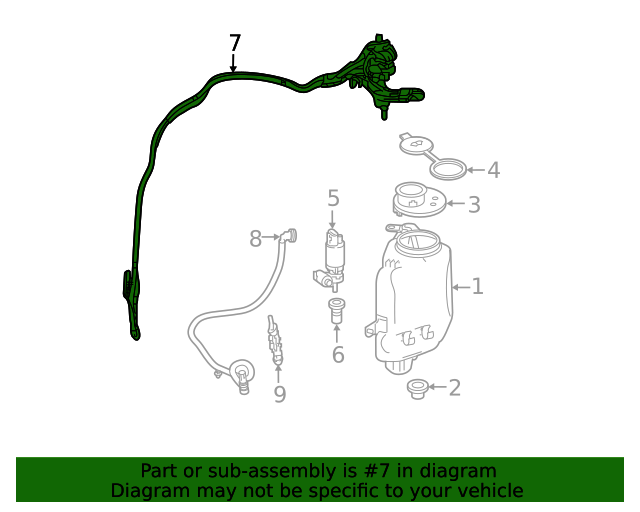 222-860-73-00 - Windshield Washer Hose 2015-2021 Mercedes-Benz ...