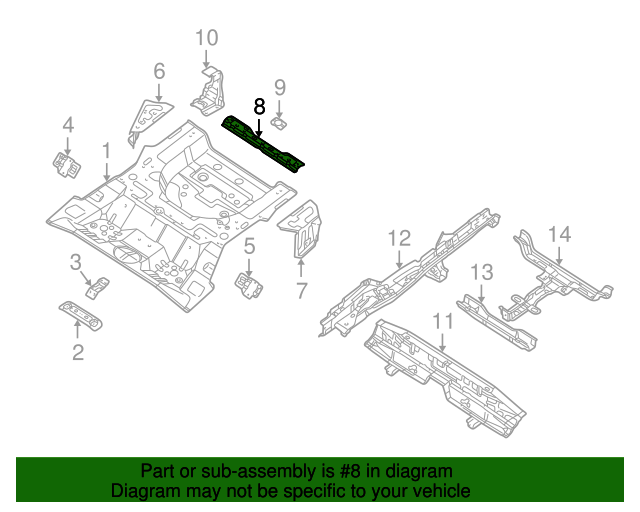 65591-2C500 - Floor Pan Crossmember 2005-2008 Hyundai Tiburon ...