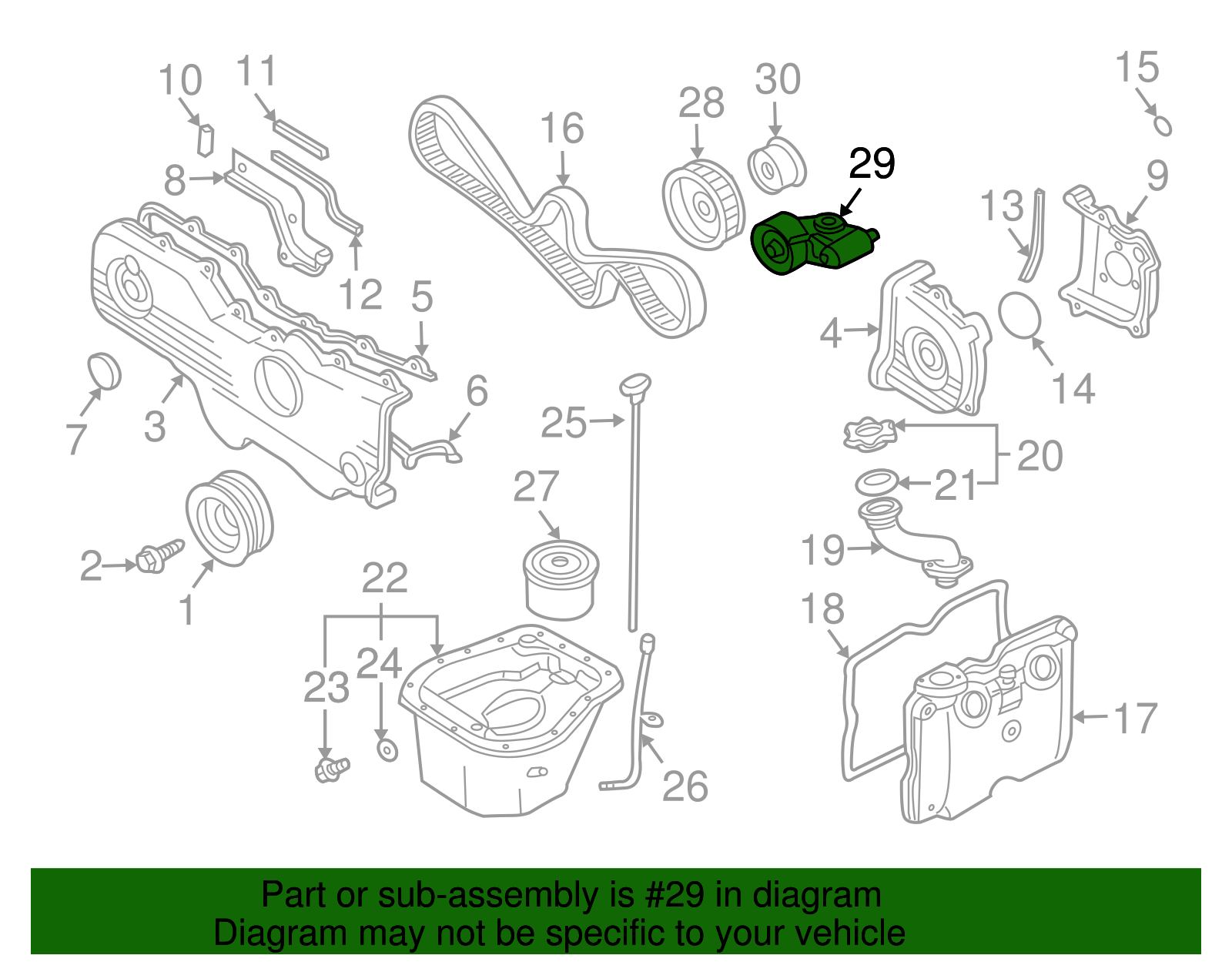 1995-2014 Subaru Engine Timing Belt Tensioner 13033AA042 | Subaru Parts ...