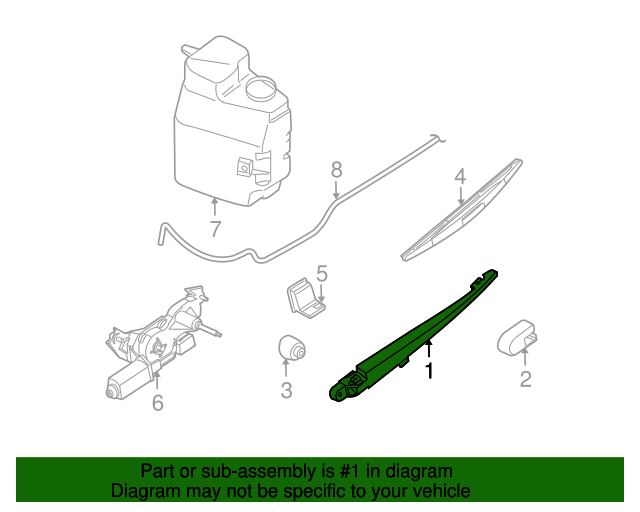 2004-2015 Nissan Arm Assembly Rear Window Wiper 28781-7S000 | QuirkParts
