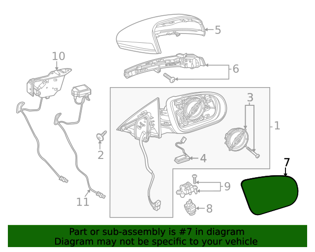 099-810-34-00 - Mirror Glass - Right 2020-2023 Mercedes-Benz | Mercedes ...