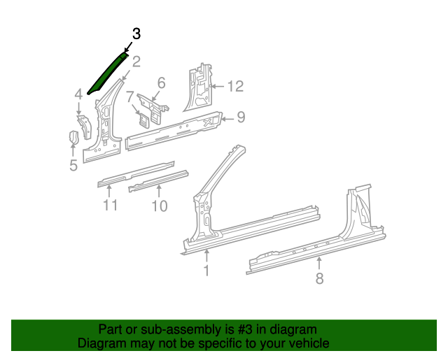 209-637-22-09 - Body A-Pillar Reinforcement 2004-2009 Mercedes-Benz ...