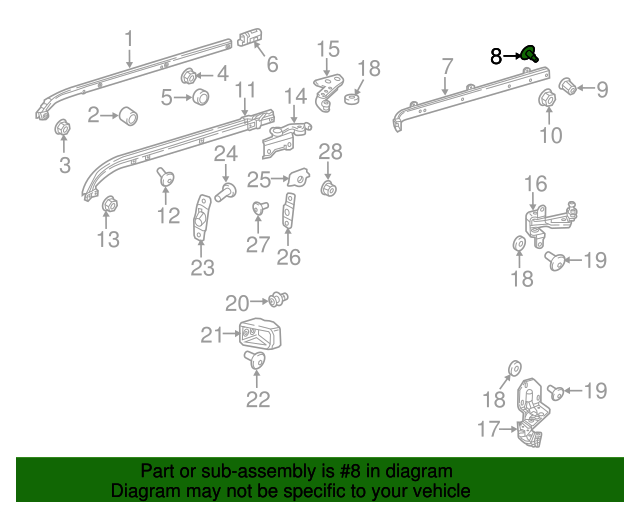 009-990-62-04 - Center Rail Bolt 2016-2023 Mercedes-Benz Metris ...
