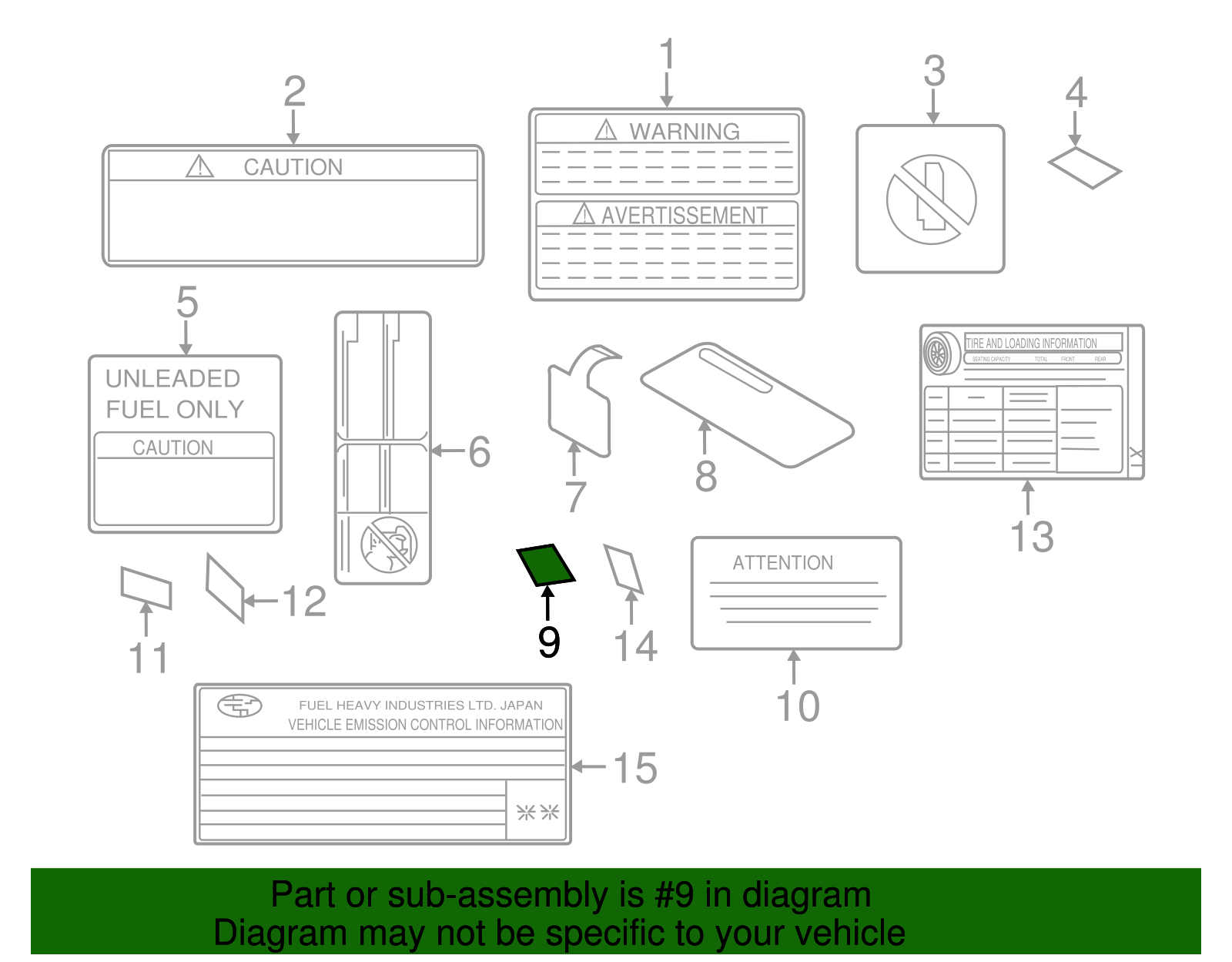 782163040 - 1990-2022 Subaru - Battery Label | Subaru Parts HQ